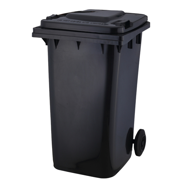 Basurero 240 lts GRIS con tapadera y ruedas sin pedal | Glanz