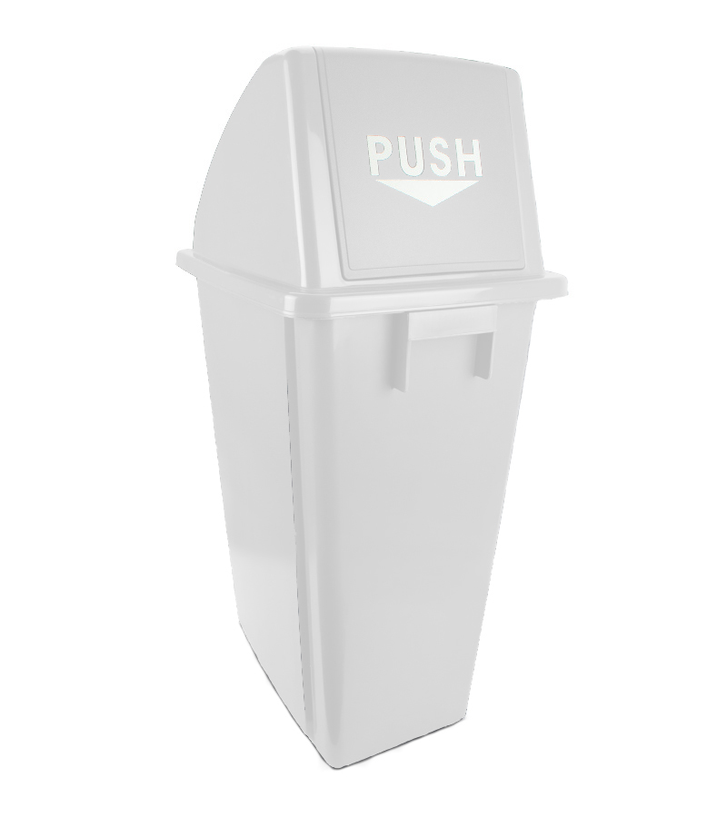 Basurero plástico con tapadera de vaivén BRUSHTECH BLANCO 60 lts | Glanz